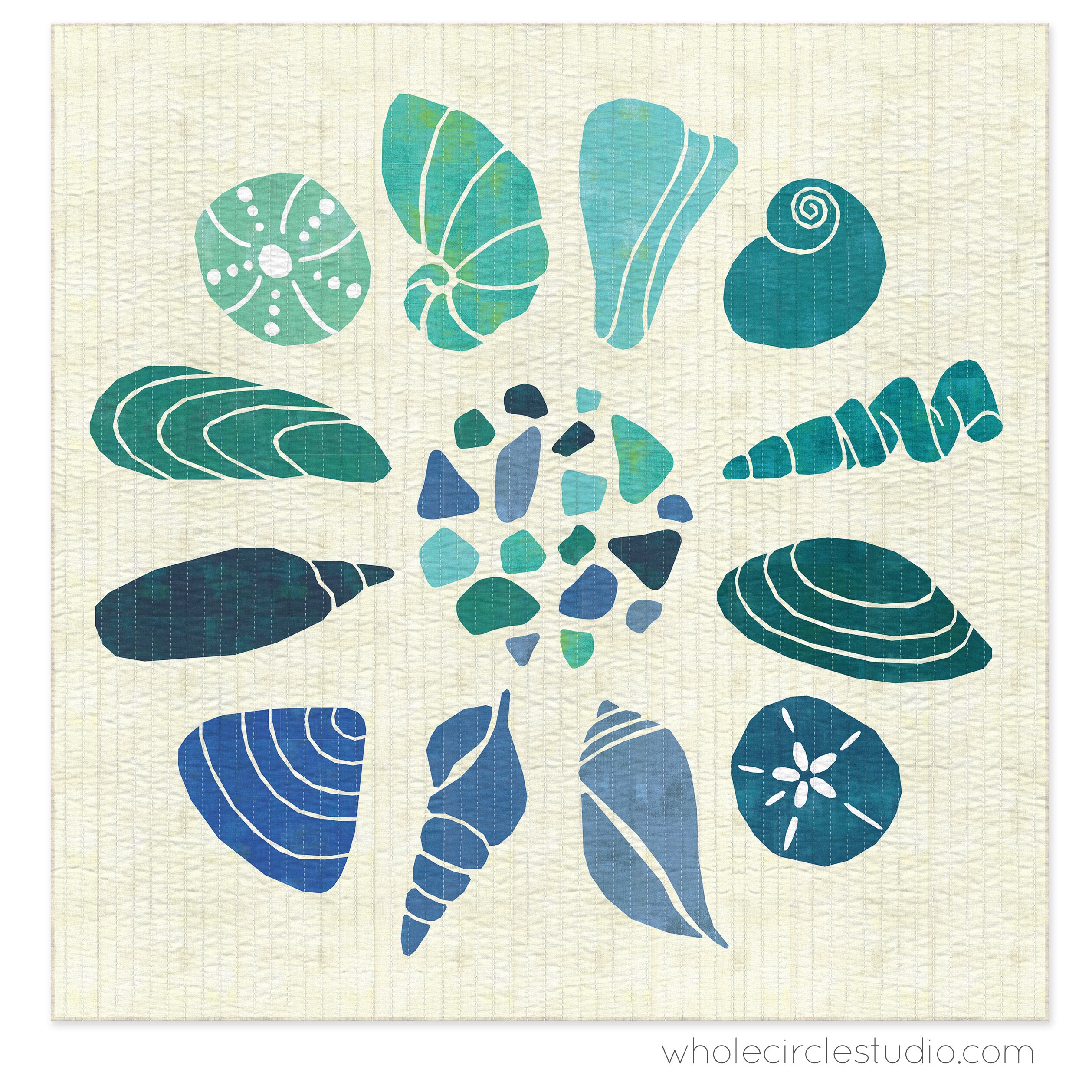 Shoreline Shells Quilt Pattern — Modern Beach, Seashell Quilt Pattern ...