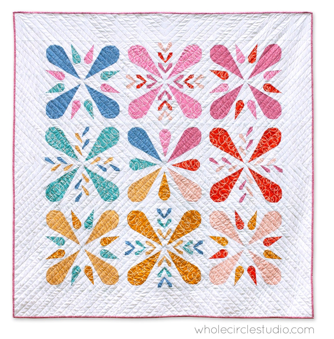 Patchwork Petals Quilt — Pattern Only. Modern Quilt. Foundation Paper ...