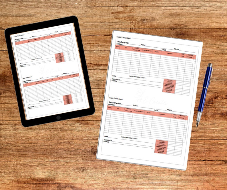 Avon Order Forms Invoice Forms Digital And/or Printable - Etsy