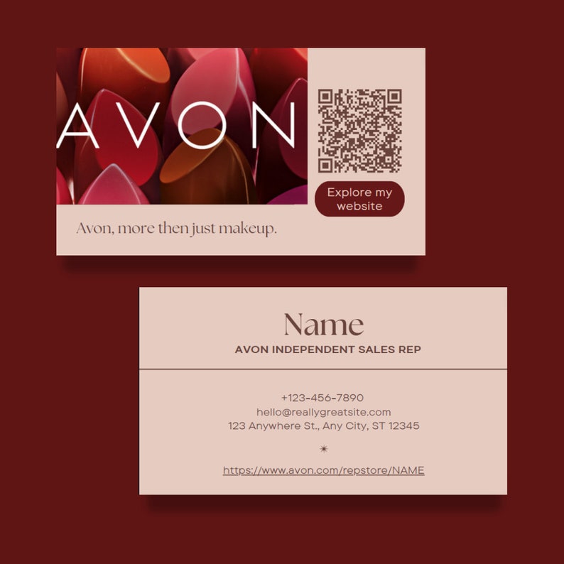 QR Code Business Card for Avon Reps/avon Ambassadors Canva Business ...