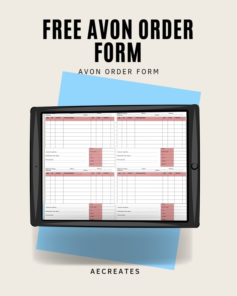Avon Order Forms Invoice Forms Digital And/or Printable - Etsy