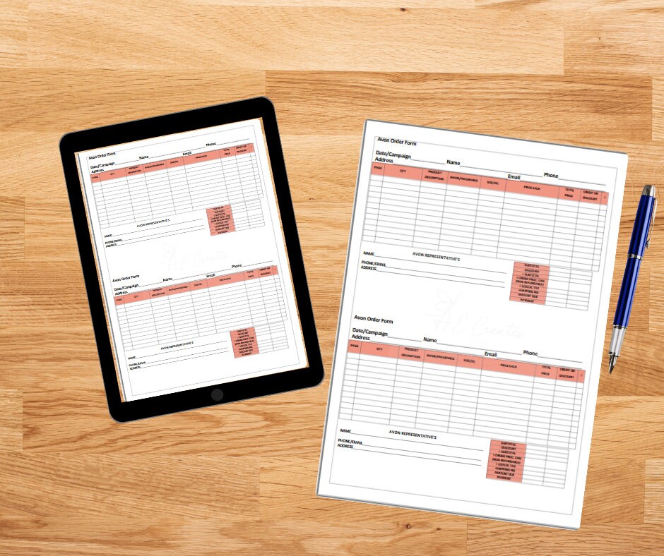 Avon Order Forms Invoice Forms Digital And/or Printable - Etsy