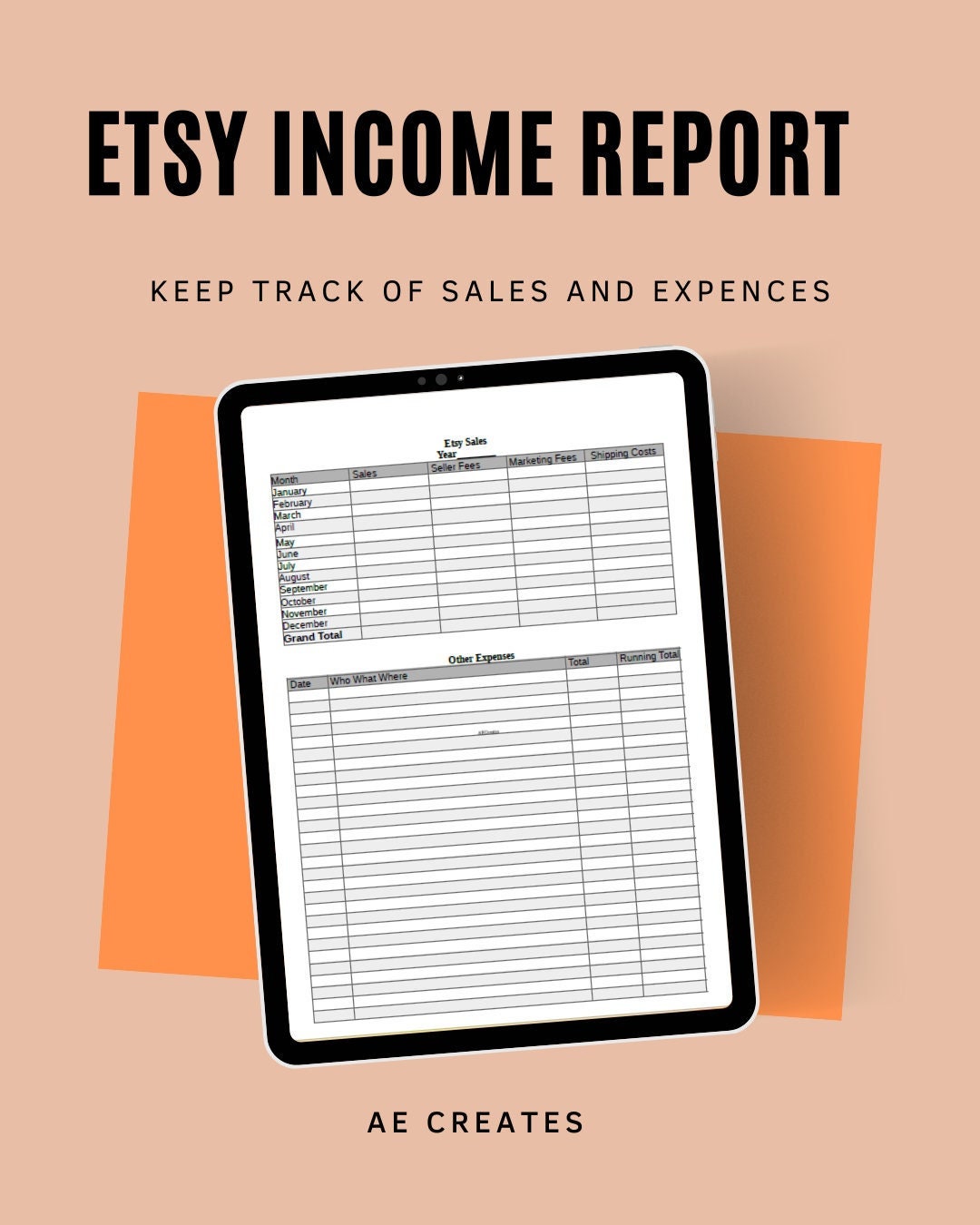 Etsy Sales Worksheet Pdf Sales Tracker Income Report Digital and ...