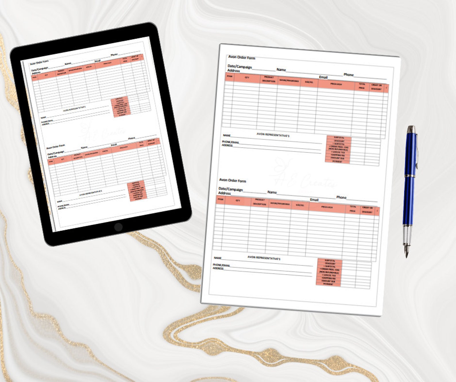 Avon Order Forms Invoice Forms Digital And/or Printable - Etsy