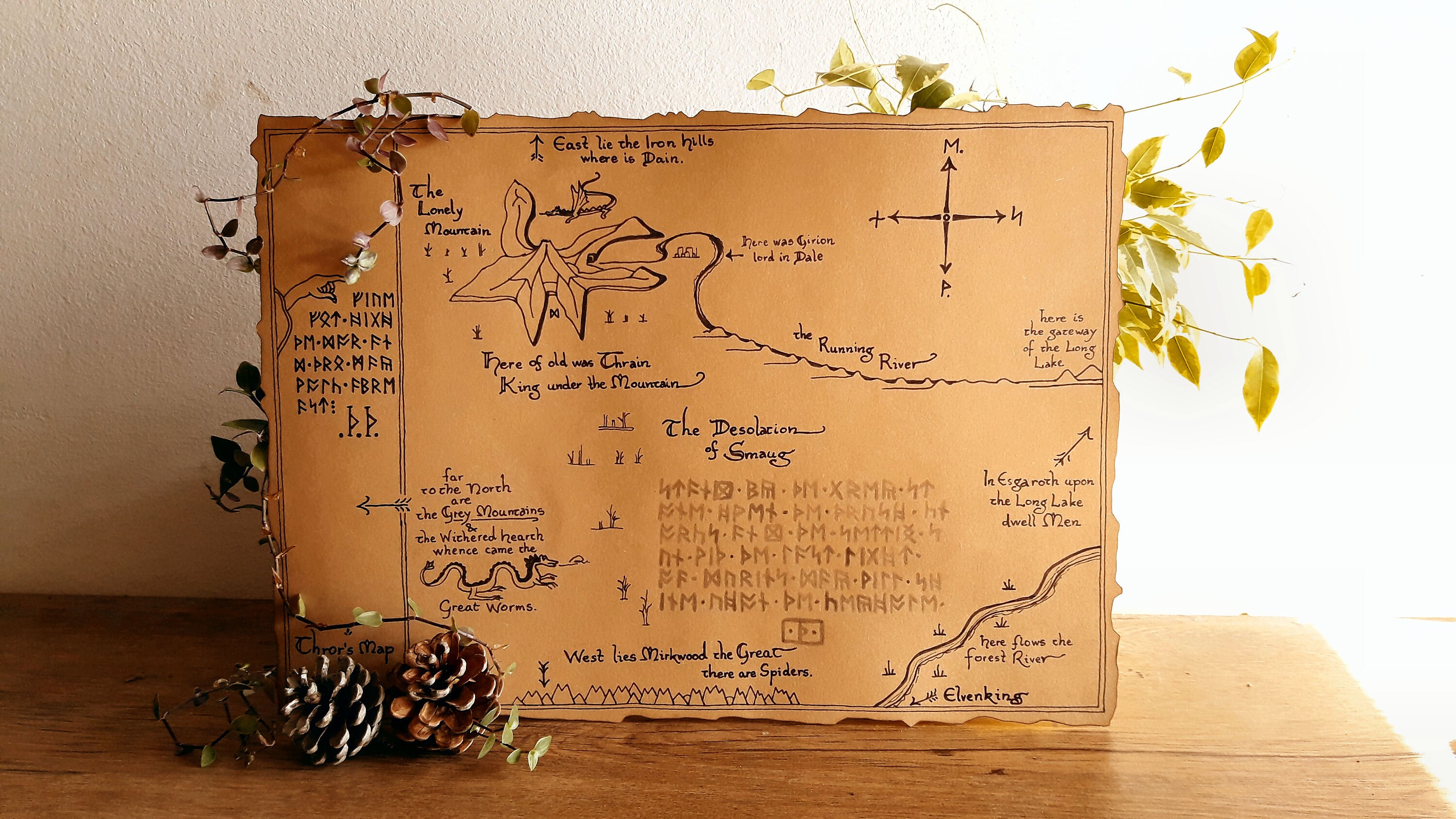 Handmade Drawing of Thror's Map the Hobbit - Etsy
