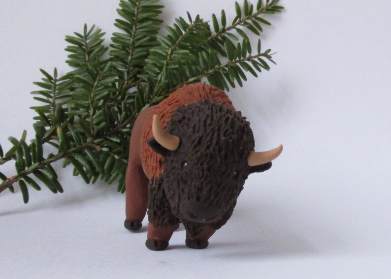 Polymer Clay Buffalo, Realistic Bison Sculpture, Animal Figurine ...
