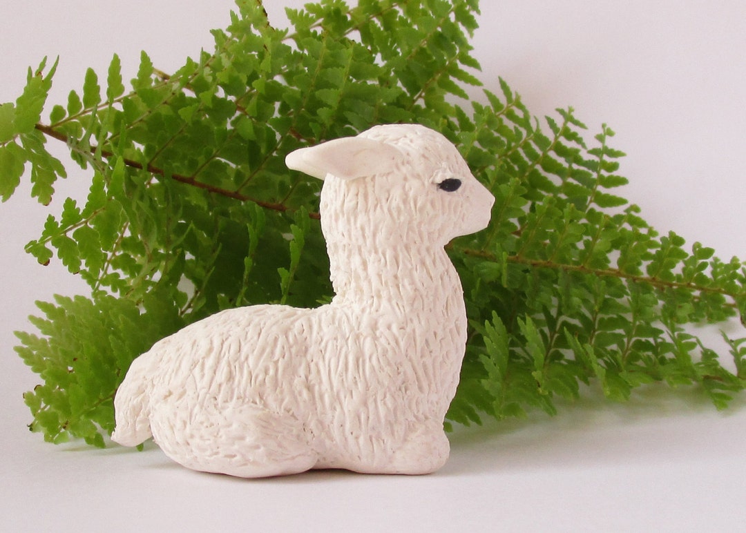 Polymer Clay Sitting Alpaca, Llama Sculpture, Collectible Alpaca Art ...