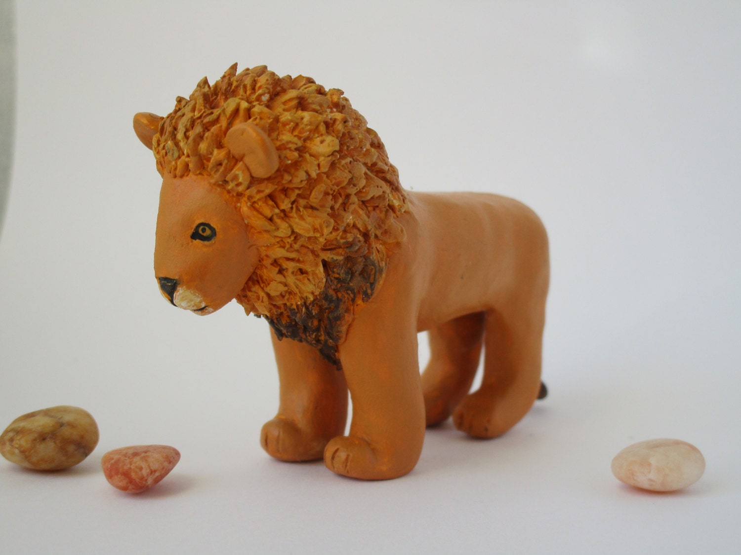 Polymer Clay Lion, Lion Figurine, Clay Animal Sculpture, Jungle Decor ...