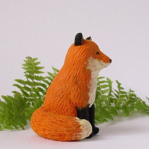 Polymer Clay Red Fox Sculpture, Miniature Figurine, Clay Animal ...