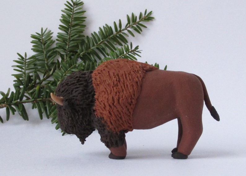 Polymer Clay Buffalo, Realistic Bison Sculpture, Animal Figurine ...