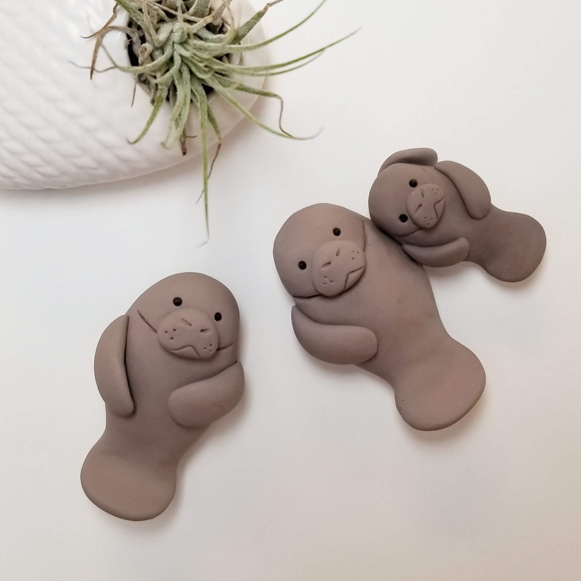 Manatee Magnet Polymer Clay Animal Fridge Magnet Mom and | Etsy