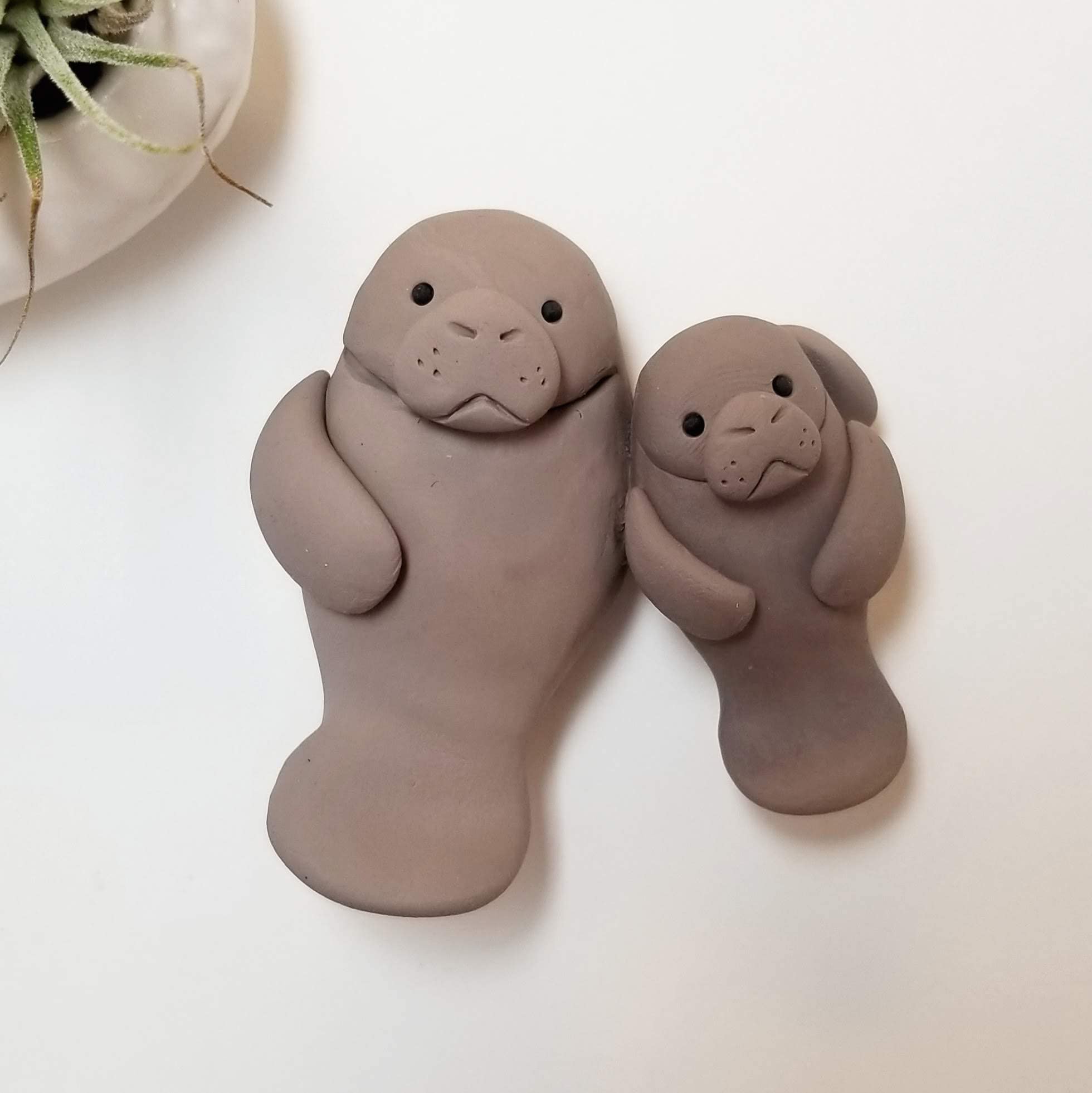 Manatee Magnet Polymer Clay Animal Fridge Magnet Mom and | Etsy