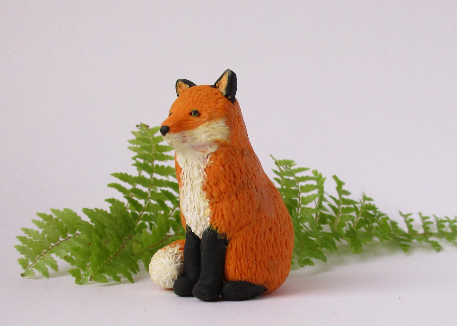 Polymer Clay Red Fox Sculpture, Miniature Figurine, Clay Animal ...