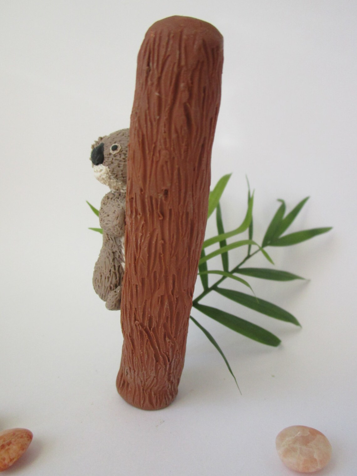 Polymer Clay Koala Bear on Branch Miniature Gray Koala Bear | Etsy