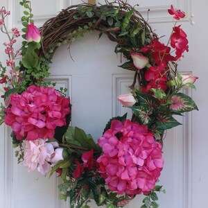 Pink Hydrangea Wreath, Large Front Door Wreath, Peony Wreath, Summer ...