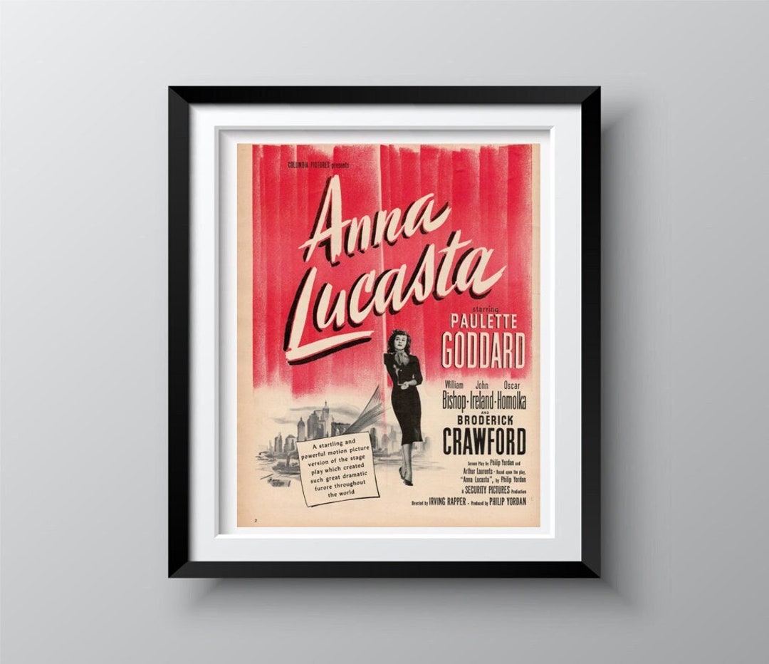 Vintage Movie Poster 1949 'anna Lancaster' Hollywood Film Advertisement ...