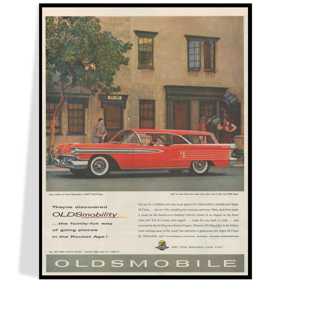 Vintage Car Advertisement 1958 Oldsmobile Fiesta Station Wagon, Gift ...