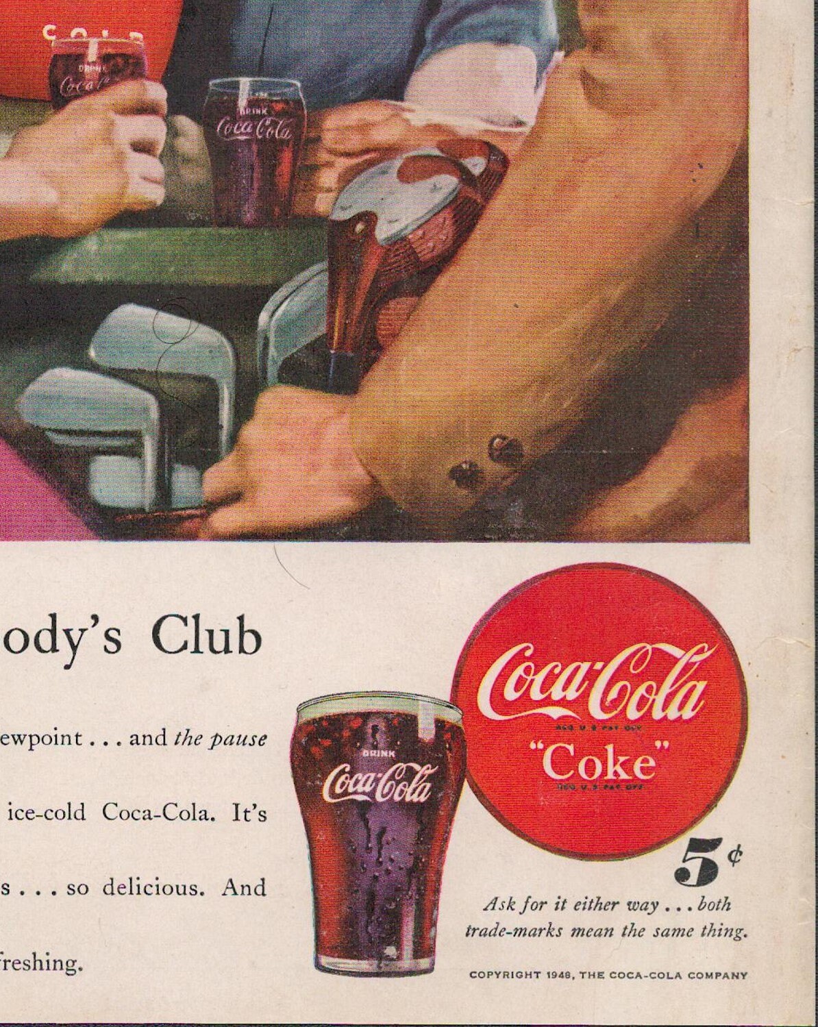 1948 Coke Original Vintage Magazine Advertisement, Summertime in the ...
