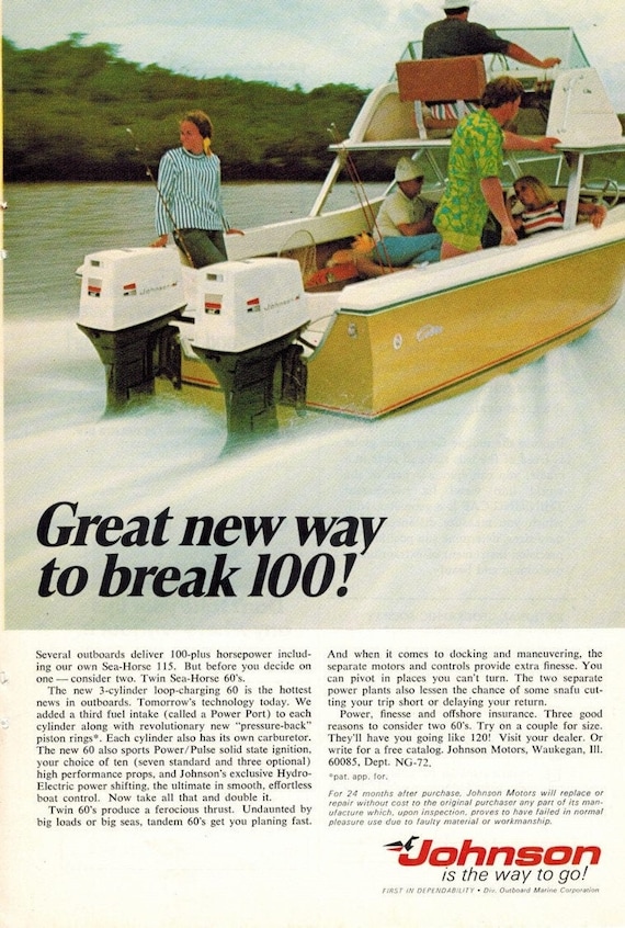 JOHNSON OUTBOARD ENGINE 1970 Retro Ads Boating | Etsy