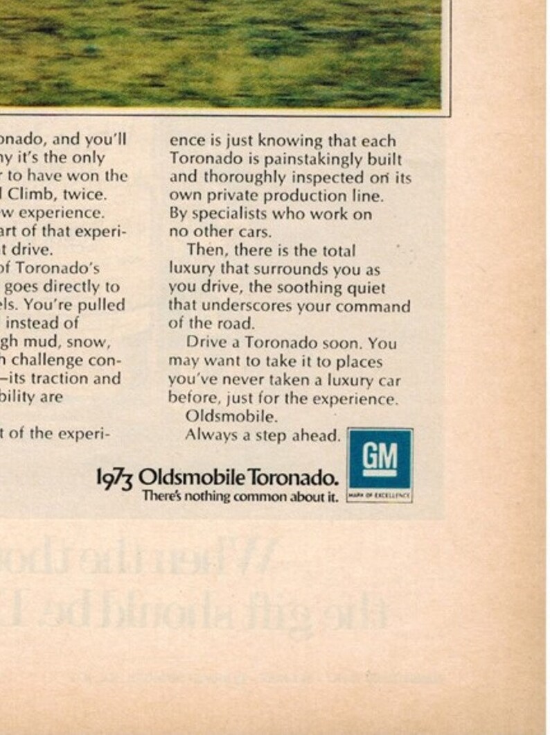 OLDSMOBILE TORONADO 1973 Retro Ads Vintage Car Ads - Etsy