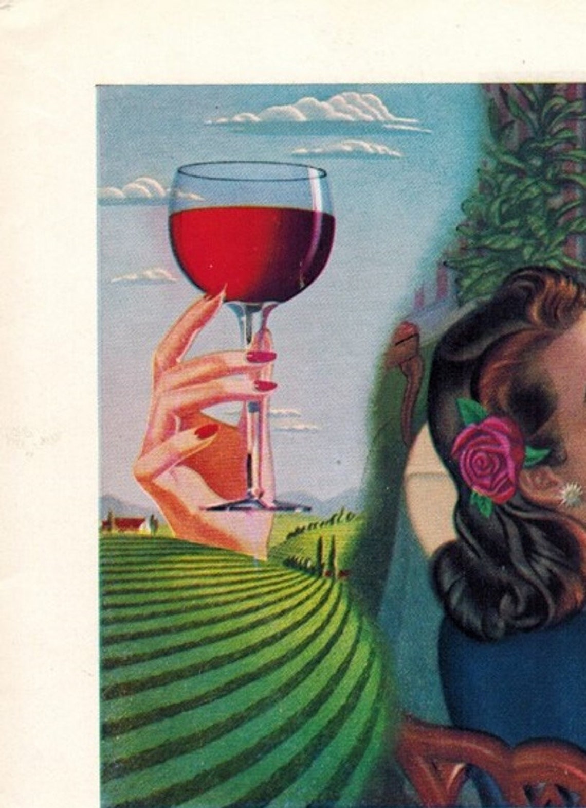 VALIANT WINE 1946 Weinanzeigen 40er Jahre Werbung Werbekunst Bar Wand ...