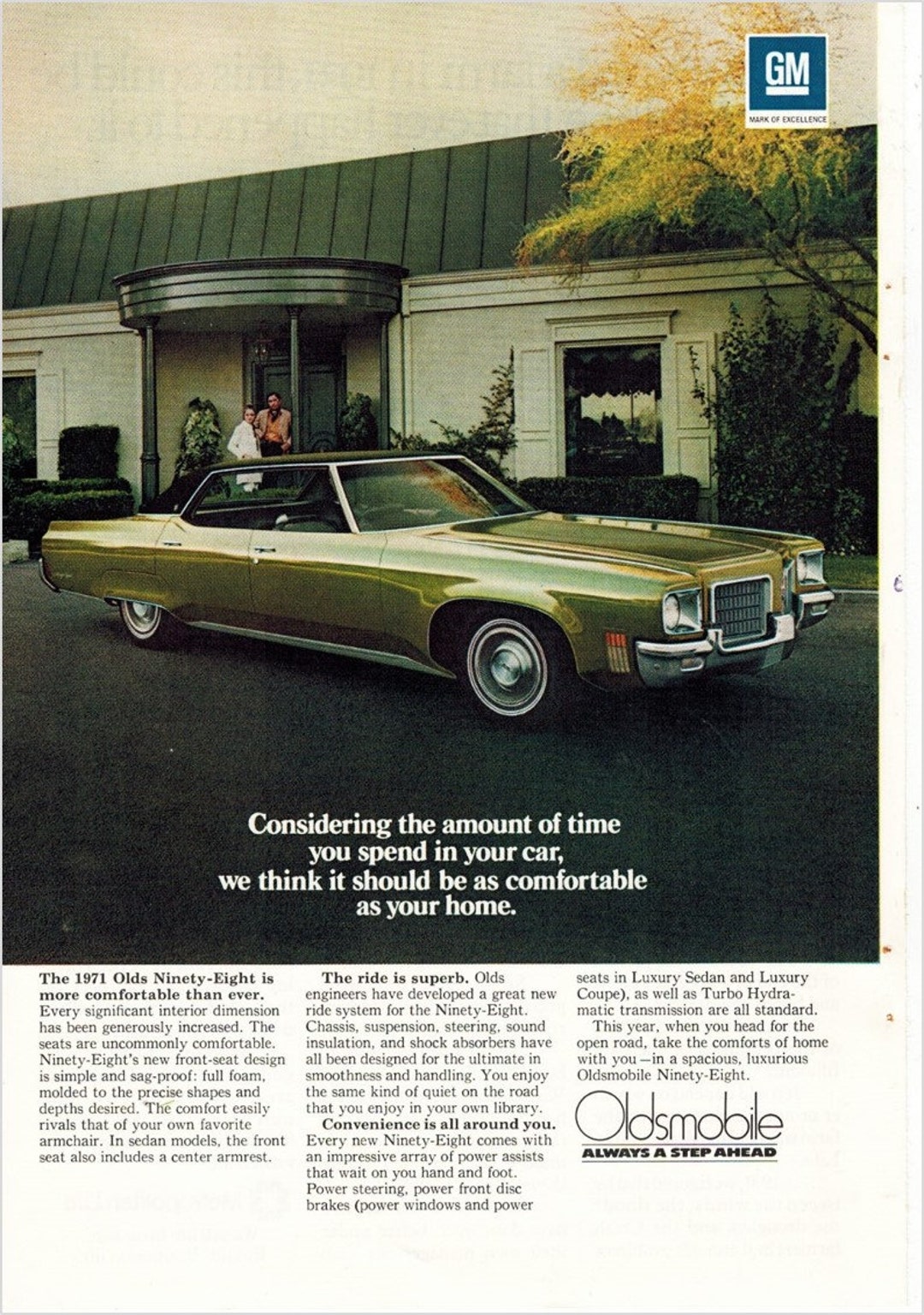 OLDSMOBILE 98 SEDAN 1971, Vintage Car Advertisement, Authentic Original ...