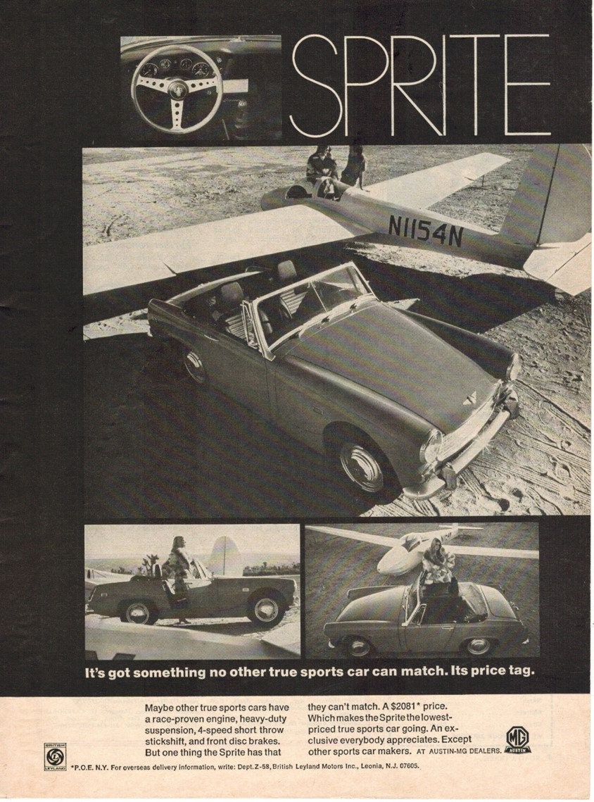 MG SPRITE 1969 Retro Ads Vintage Car Ads Automobilia Vintage Ads ...
