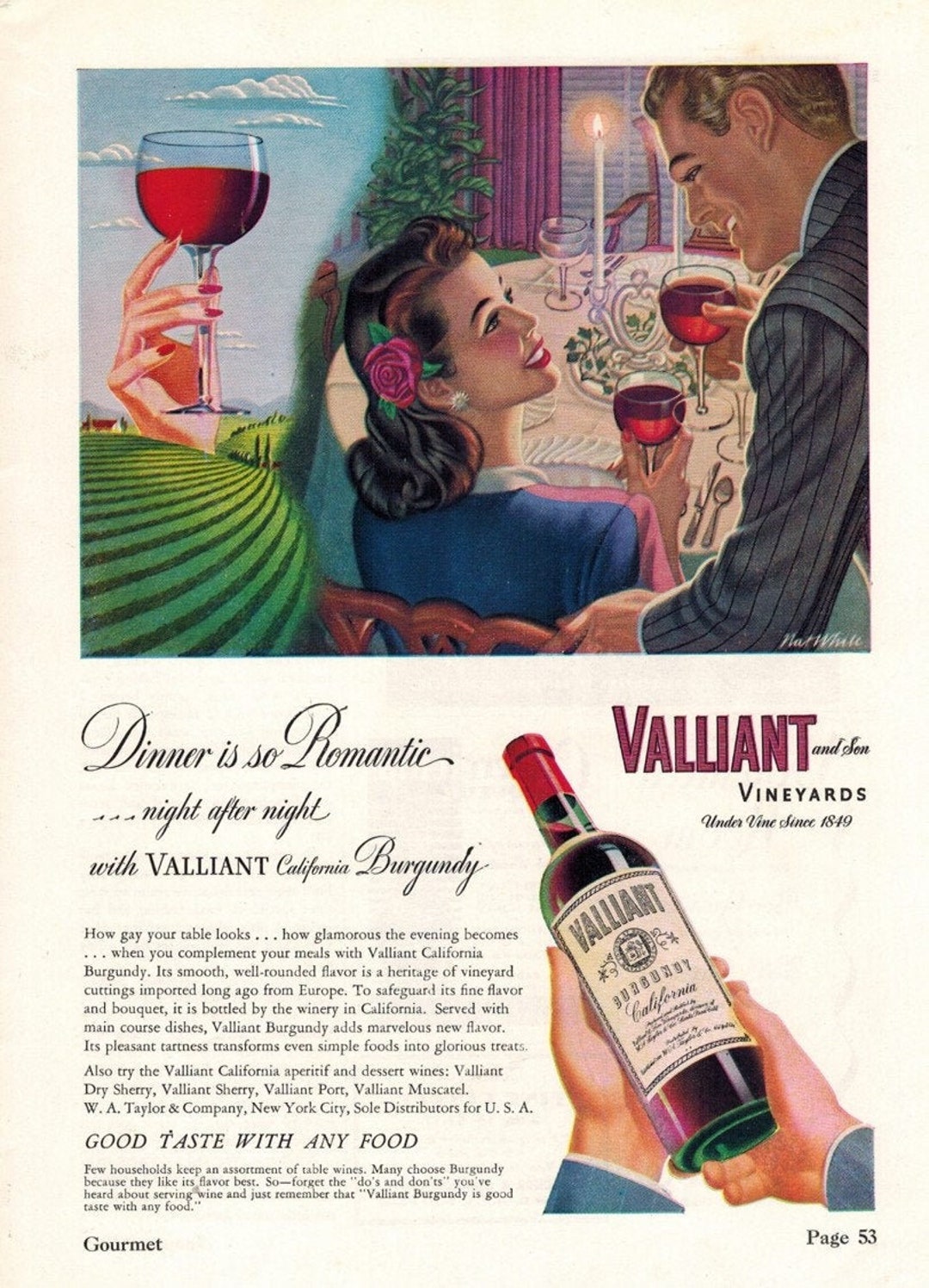 VALIANT WINE 1946 | Wine Ads | 1940s Advertising | Advertising Art ...