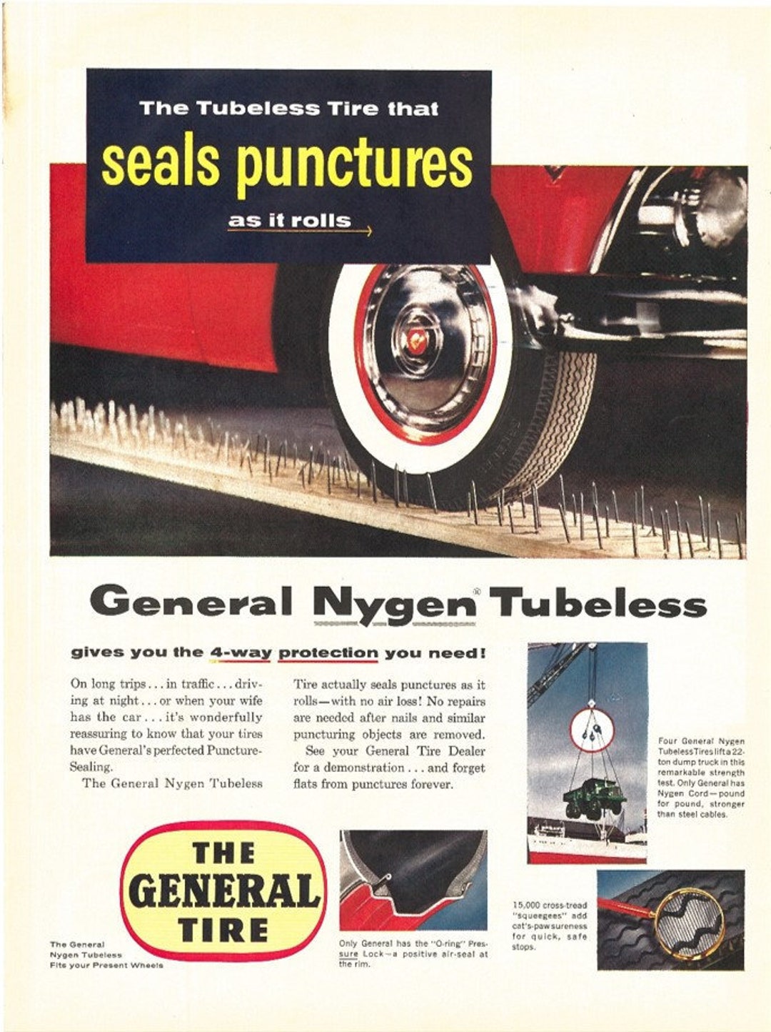 1955 GENERAL TIRE Original Vintage Print Advertisement 1950s Jet Age ...