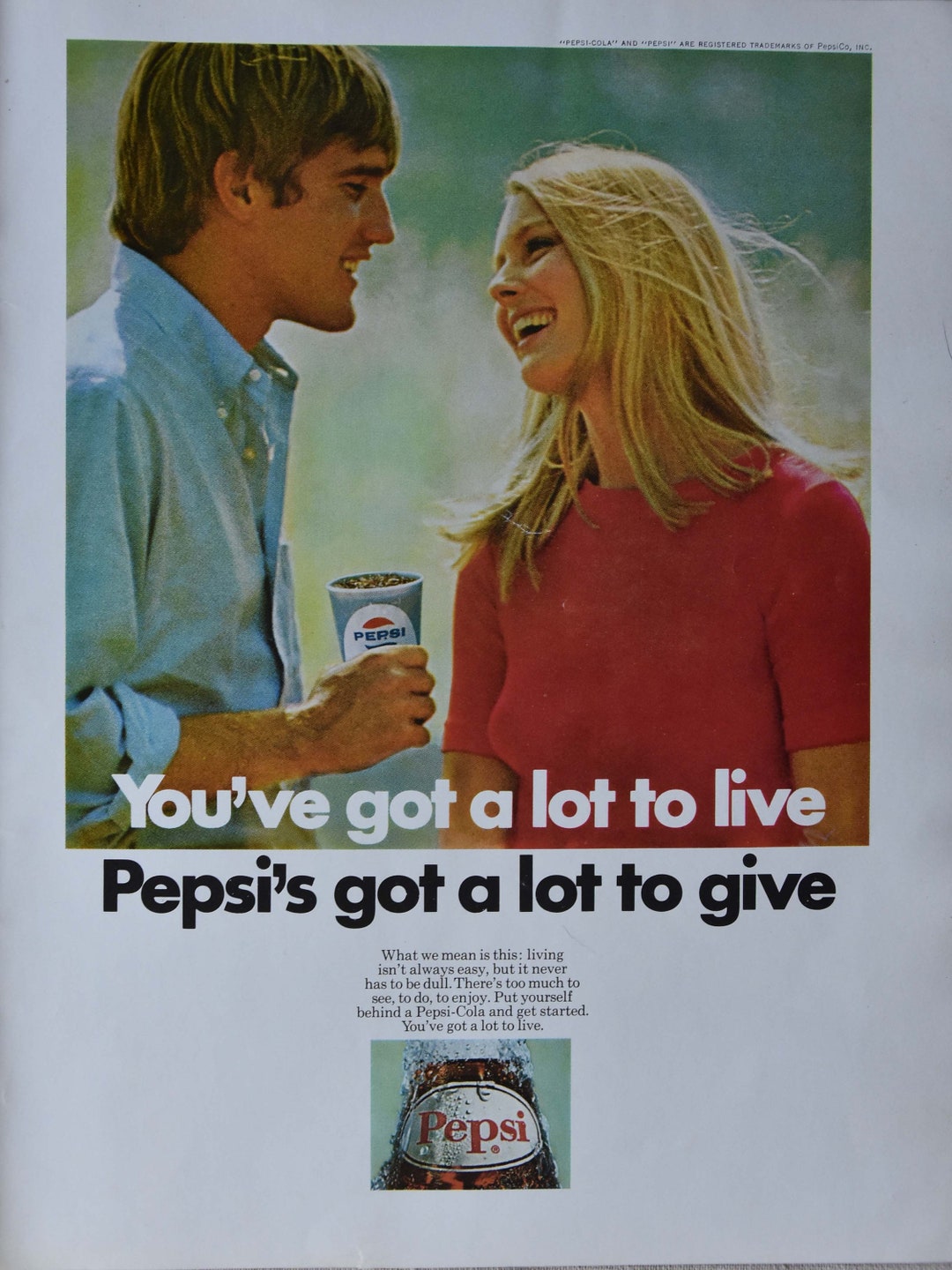 1970 PEPSI Advertisement Vintage Pepsi Co Retro Decor Wall Art Consumer ...