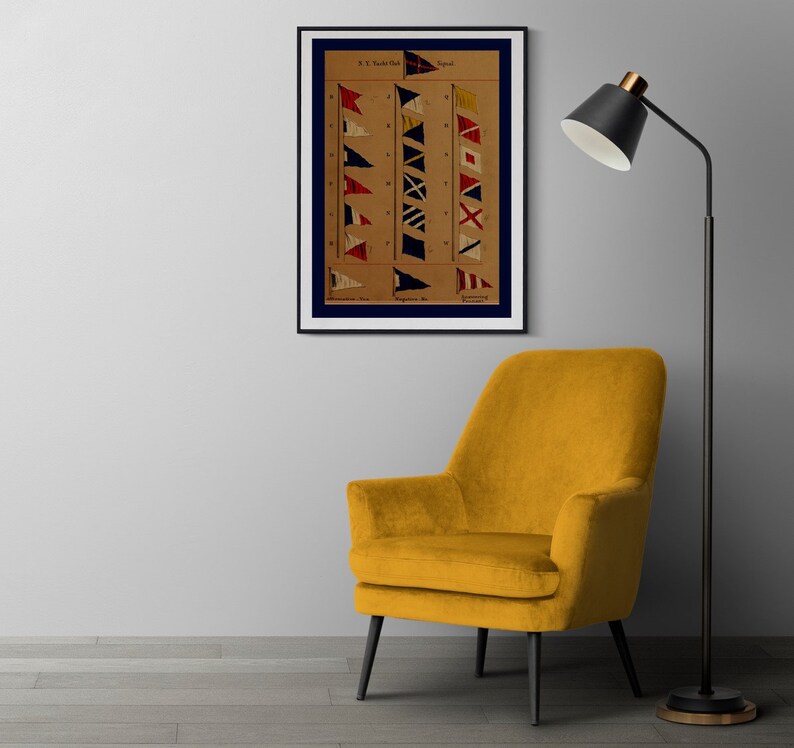 VINTAGE SAILING FLAGS Replica 1874 Code of Yachting Signals Chart From ...