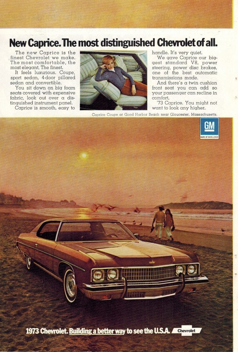 CHEVROLET CAPRICE CLASSIC 1973 Retro Ads Vintage Car Ads - Etsy