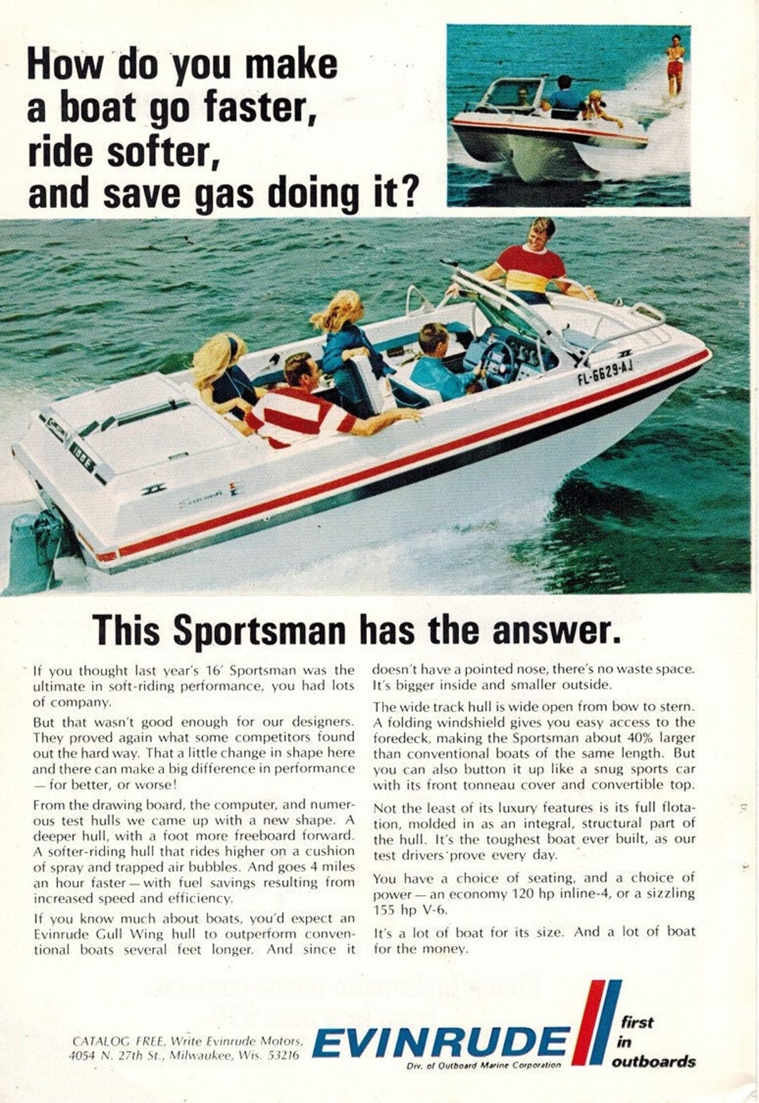 Vintage Evinrude Boating Print Ad - 1969 - Vintage Ad - Retro Ad ...