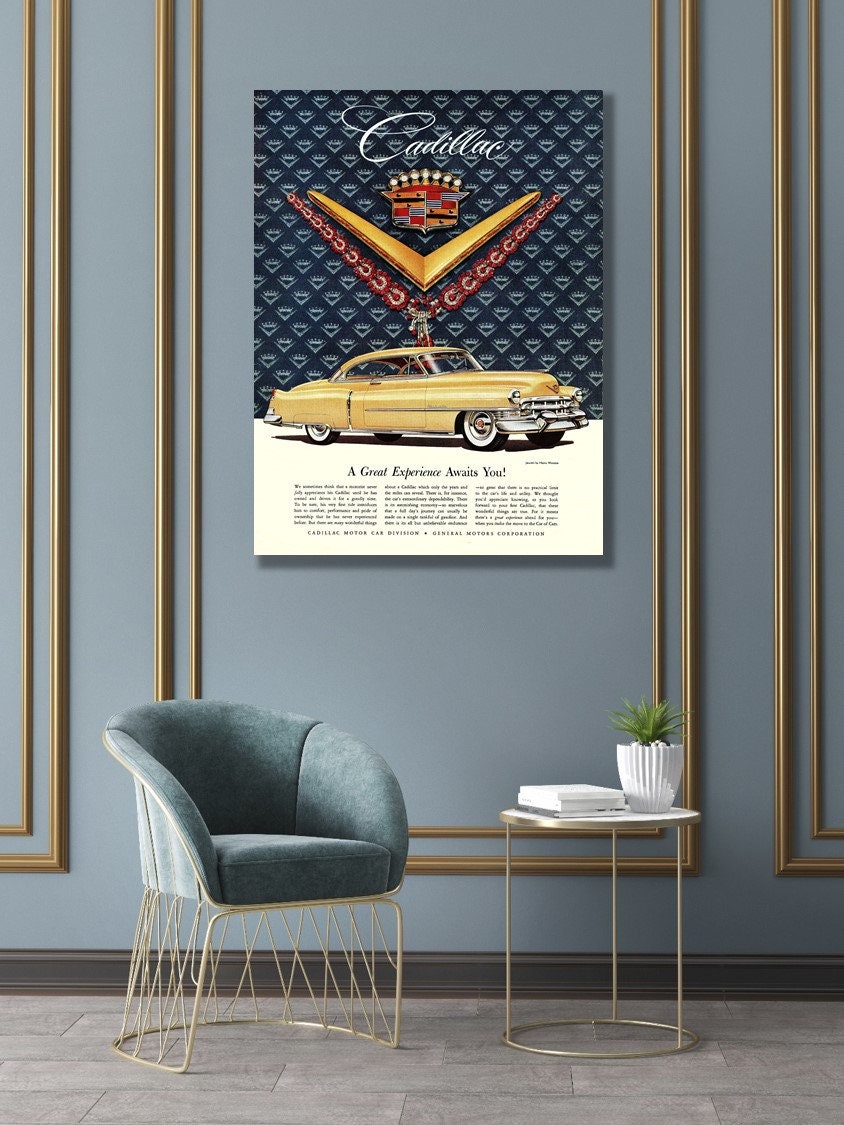 VINTAGE 1952 CADILLAC POSTER Reproduction Print - 1950s - Car ...
