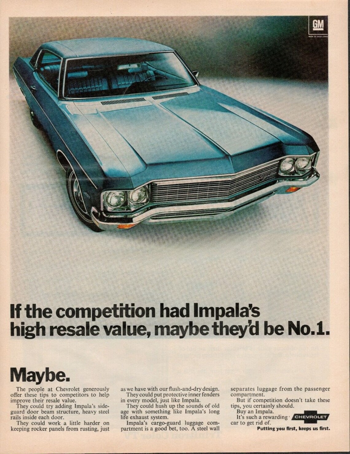VINTAGE CHEVROLET IMPALA Coupe Print Ads 1969 Vintage Ads Retro Ads Car ...