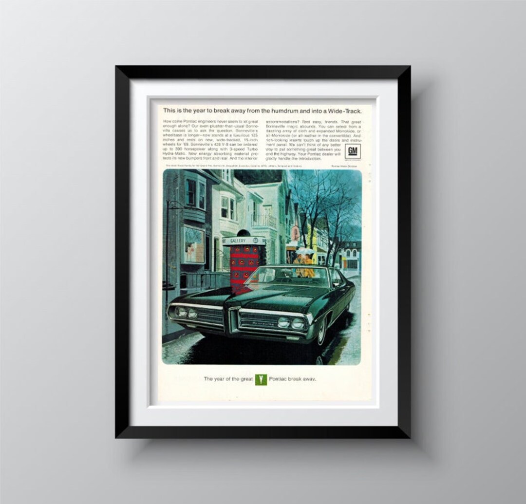 Vintage Pontiac Car Advertisement 1969, Pontiac Bonneville Vintage ...