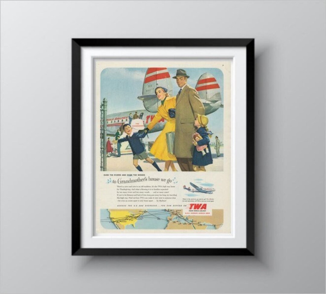 TWA Vintage Air Travel Advertisement 1951, Lockheed Constellation ...