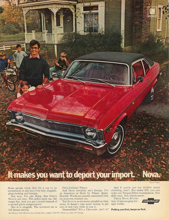 CHEVROLET NOVA 1969 Retro Ad Vintage Car Ads Old Cars Ads - Etsy