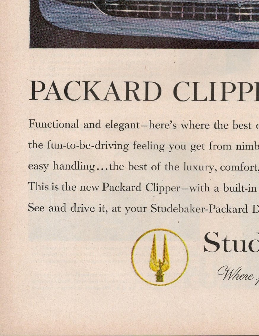 PACKARD CLIPPER AUTOMOBILE Vintage Advertisement 1957 Original and ...