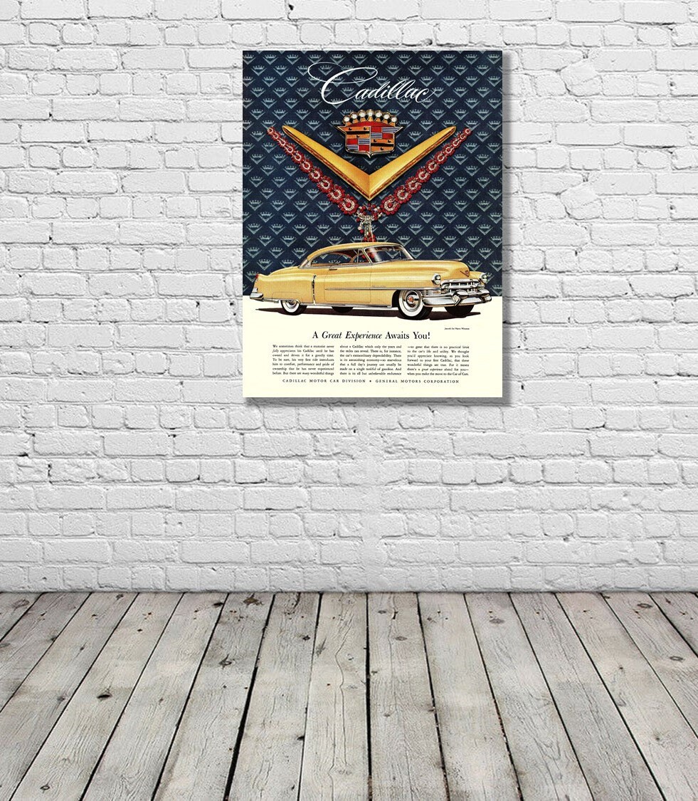 VINTAGE 1952 CADILLAC POSTER Reproduction Print - 1950s - Car ...