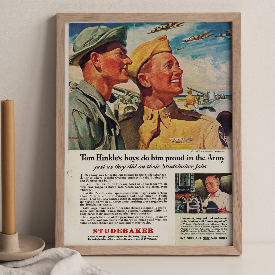 Vintage 1944 Studebaker Aircraft Engines Ad - WWII Patriotic Aviation ...