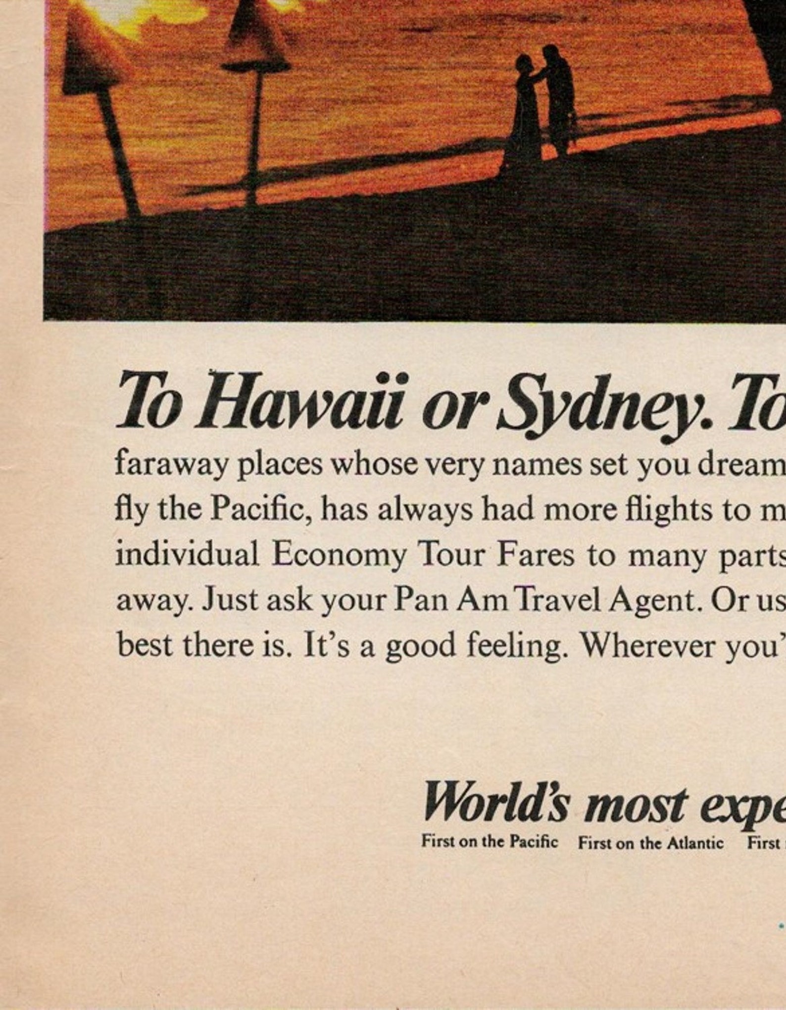 PAN AM Airlines Vintage Original Authentic Advertisement 1967, Jet Age ...