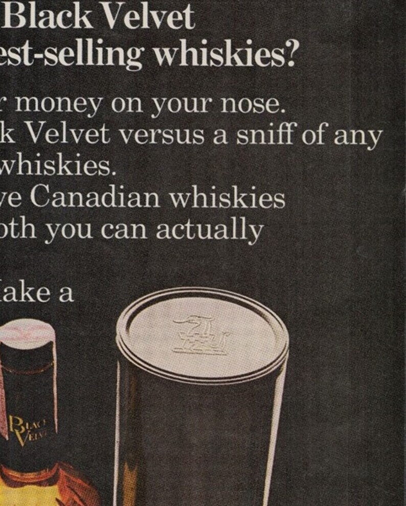 BLACK VELVET WHISKY - Vintage Ad - Retro Ad - Liquor Ad - Vintage ...