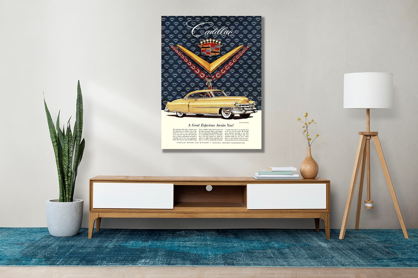 VINTAGE 1952 CADILLAC POSTER Reproduction Print - 1950s - Car ...