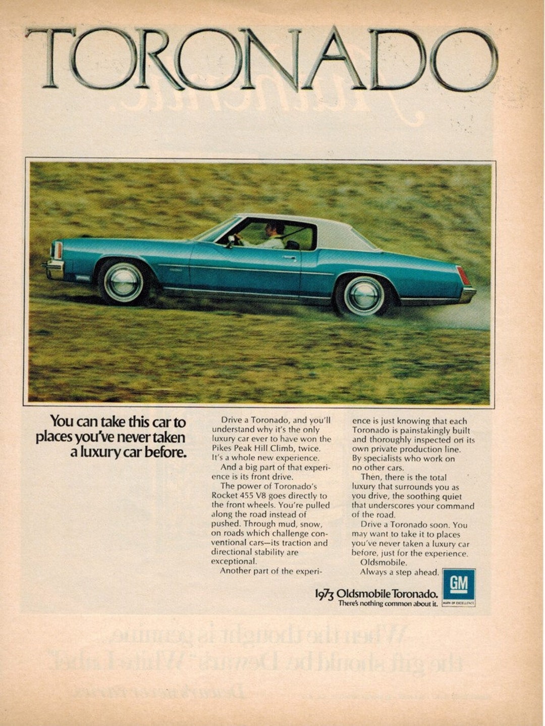 OLDSMOBILE TORONADO | 1973 | Retro Ads | Vintage Car Ads | Automobilia ...