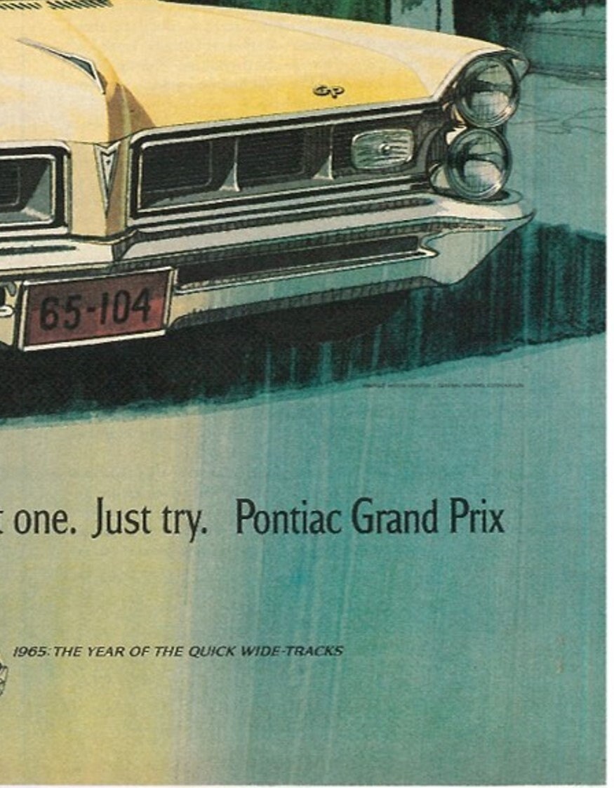 1965 PONTIAC GRAND PRIX Old Car Ad Vintage Look Magazine Advertisement ...
