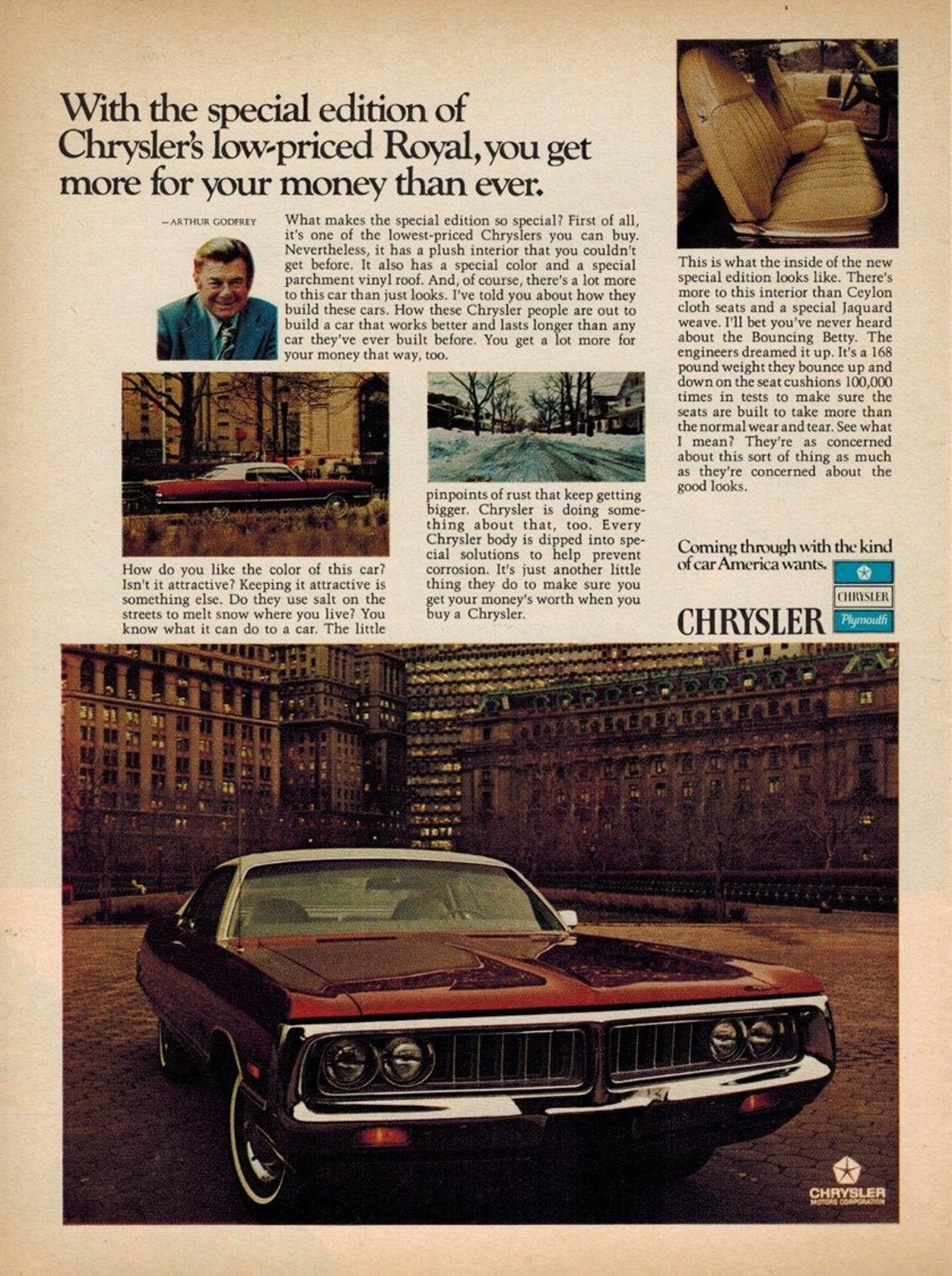 CHRYSLER NEWPORT 1972 Retro Ads Vintage Car Ads Automobilia Vintage Ads ...