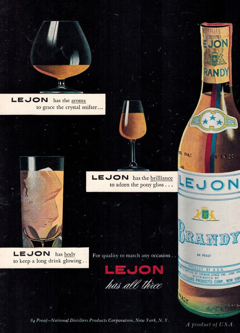 LEJON BRANDY 1949 Old Liquor Ad Vintage Magazine Anuncio Envío Gratis ...