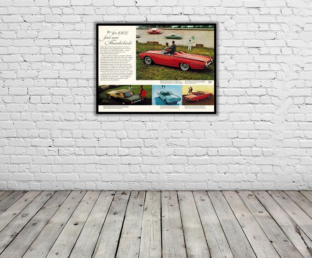 Vintage 1962 Ford Thunderbird Automobile Advertisement, Unique ...