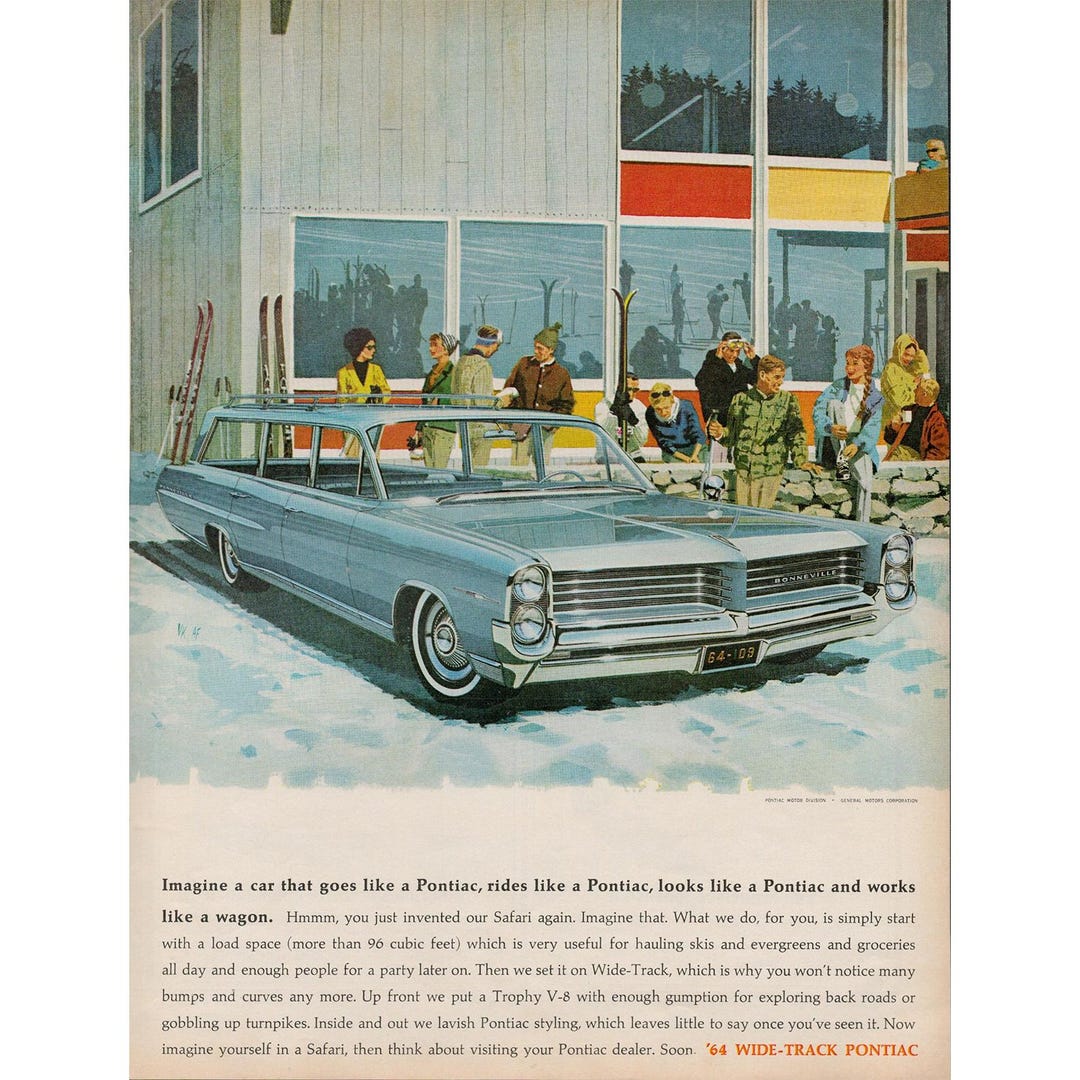 Original 1964 Pontiac Safari Station Wagon Advertisement From Life ...